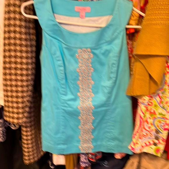 Lilly Pulitzer | Tops | Lilly Pulitzer Turquoise Cotton Lined Side Zip ...